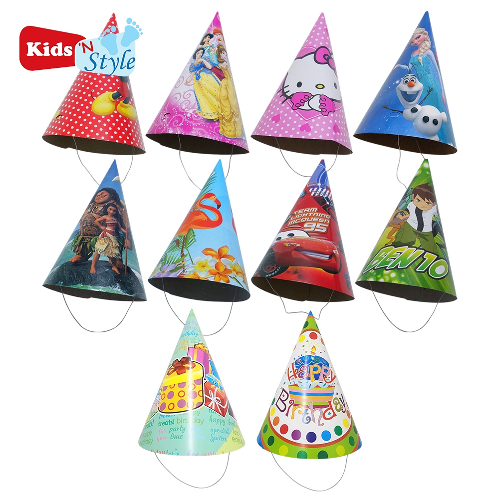 Kids Party Hat 10 Pieces Per Pack Cartoon Character Design Round Hats ...