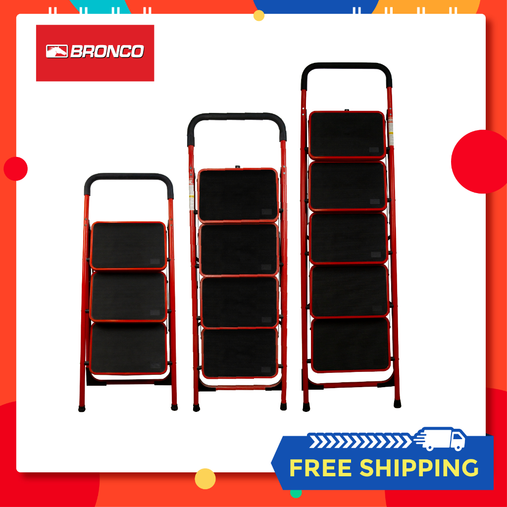 BRONCO NON-SLIP LADDER – 3 STEPS, 4 STEPS, 5 STEPS | Shopee Philippines