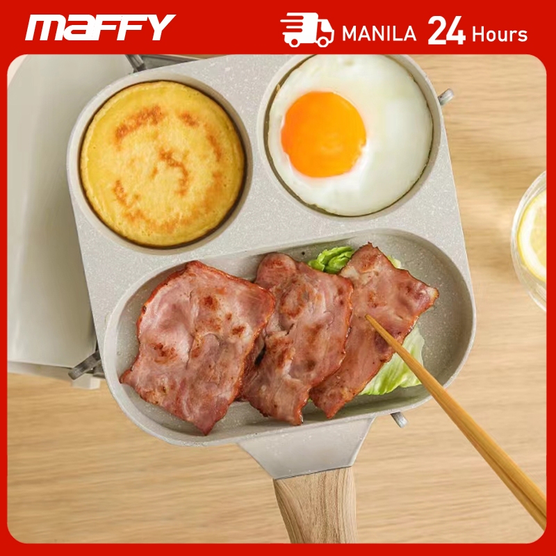Nonstick Frying Pan Egg Burger& Steak 3in1 Multifunctional Kawali ...