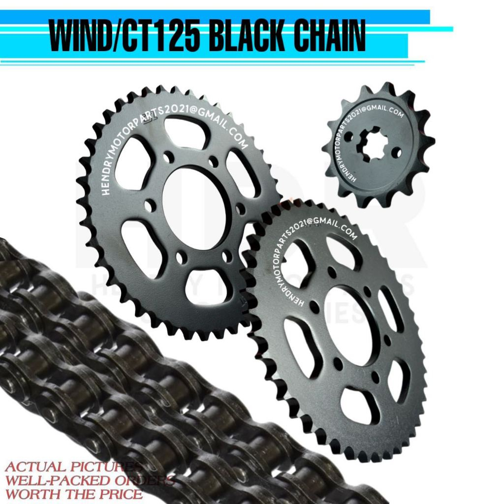 CSL Black Chain And Sprocket Set For HONDA WIND / KAWASAKI CT125 (14T ...