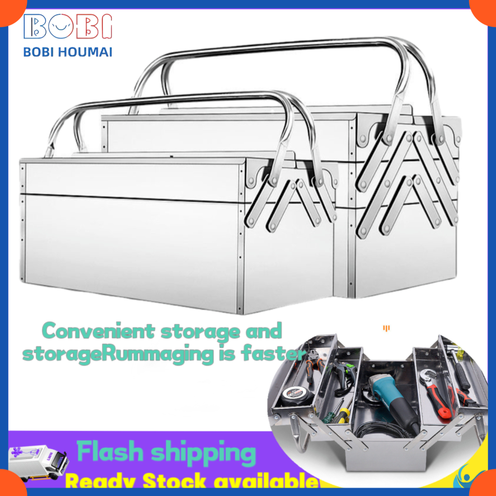 2/3 Layer Stainless Steel Toolbox Car Storage Box Multi-layer Folding ...