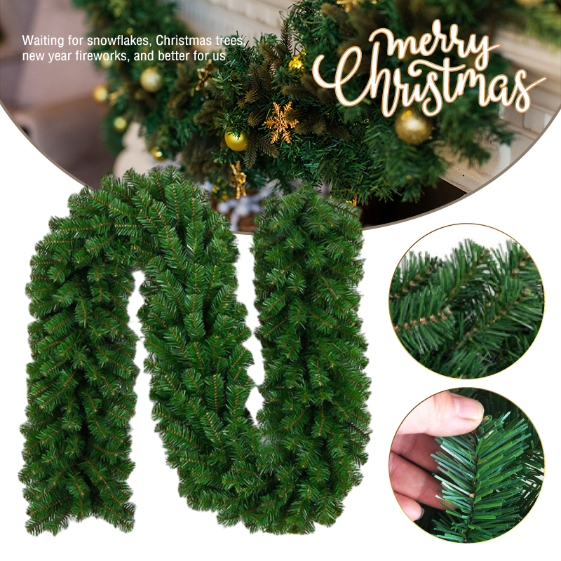 Artificial Pine Christmas Garland Pure Green 2024 Decorations | Shopee ...