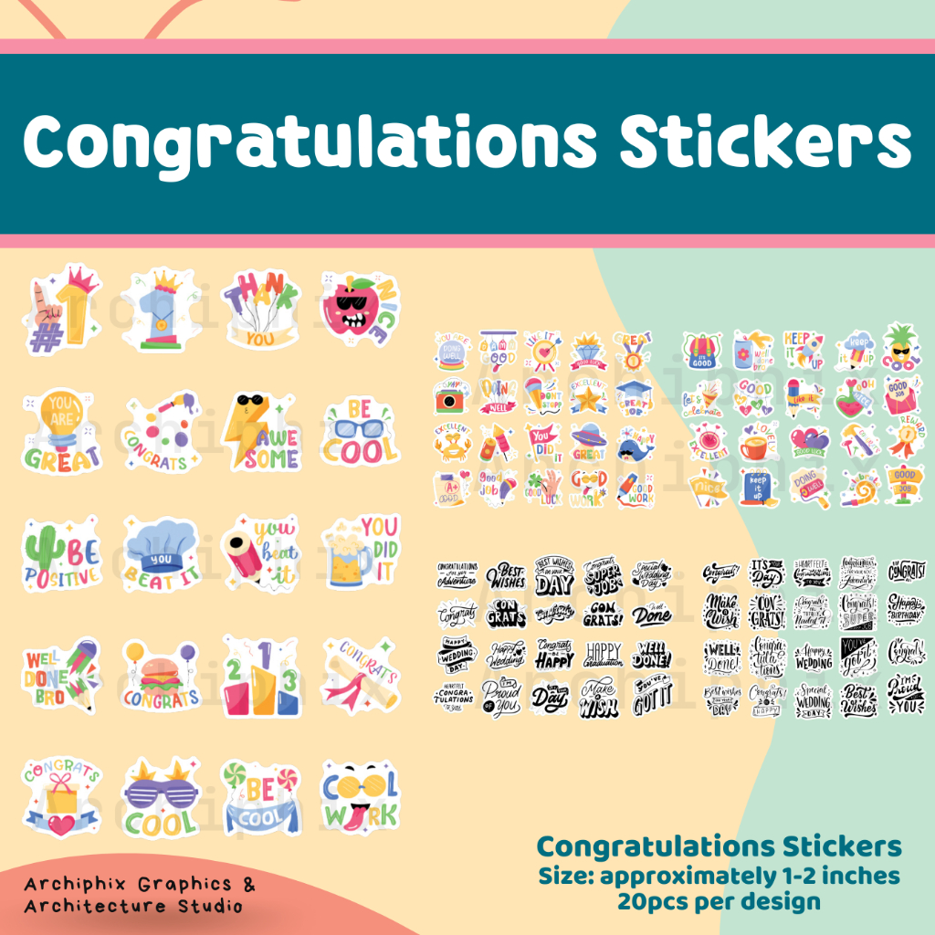 Congratulations Congrats Stickers by Archiphix (Set of 20 pcs) | Shopee ...