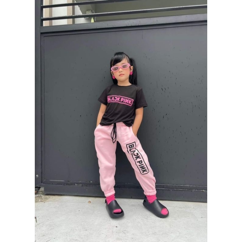Little Vella Blackpink Crop Top & Jogger Pants Set ( 1-8 Years Old ...