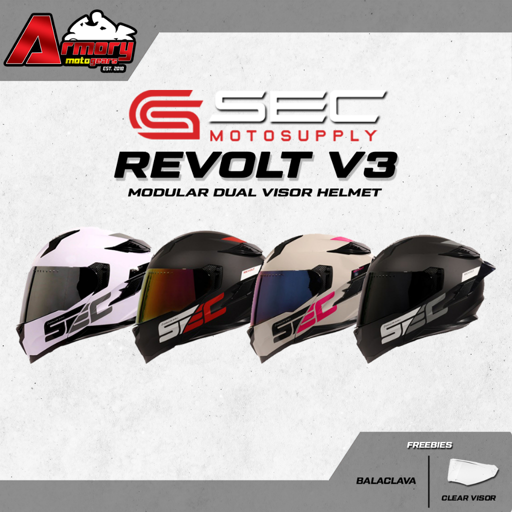 SEC REVOLT V3 MODULAR DUAL VISOR HELMET | Shopee Philippines