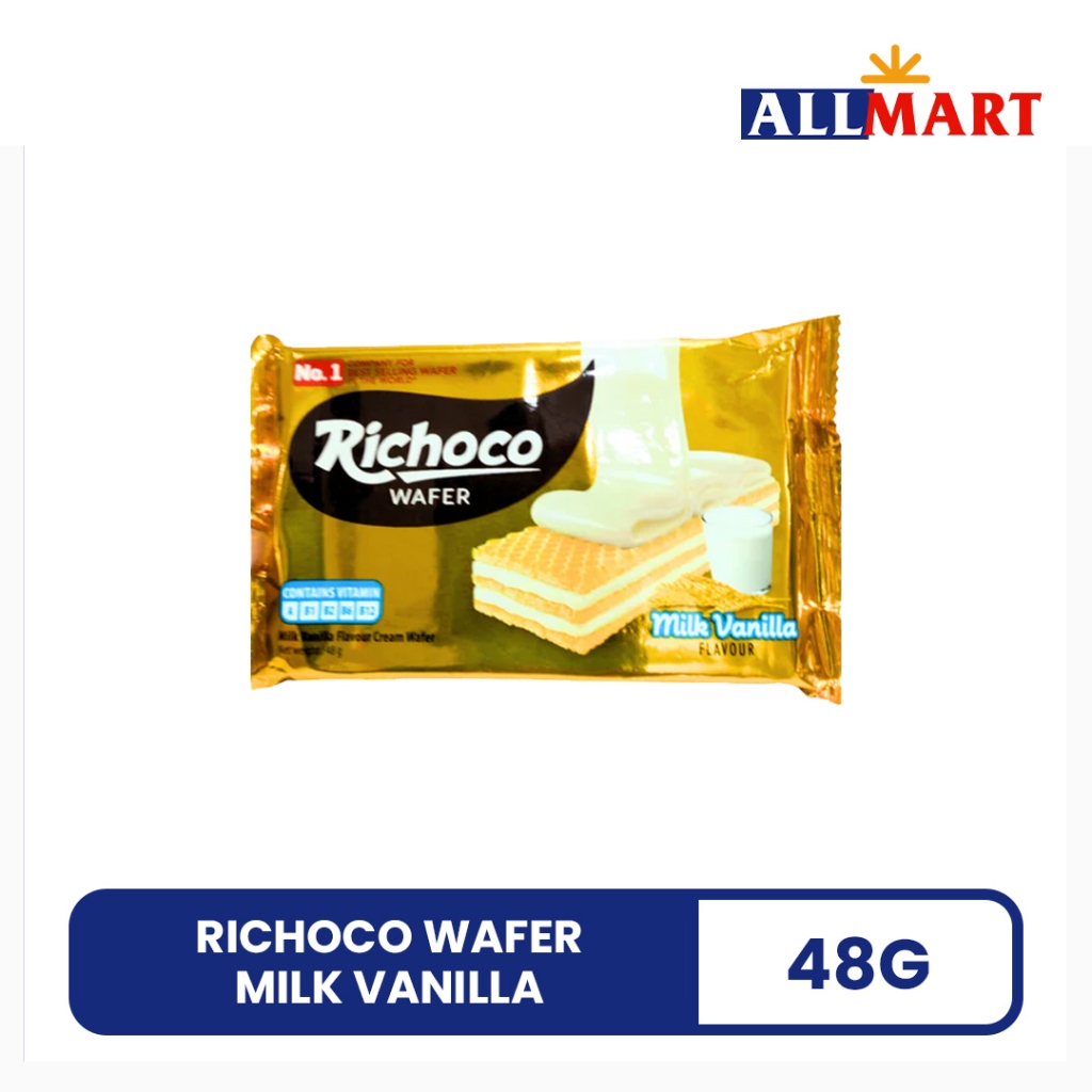 Richoco Wafer Milk Vanilla 48g - AllMart Online Grocery | Shopee ...
