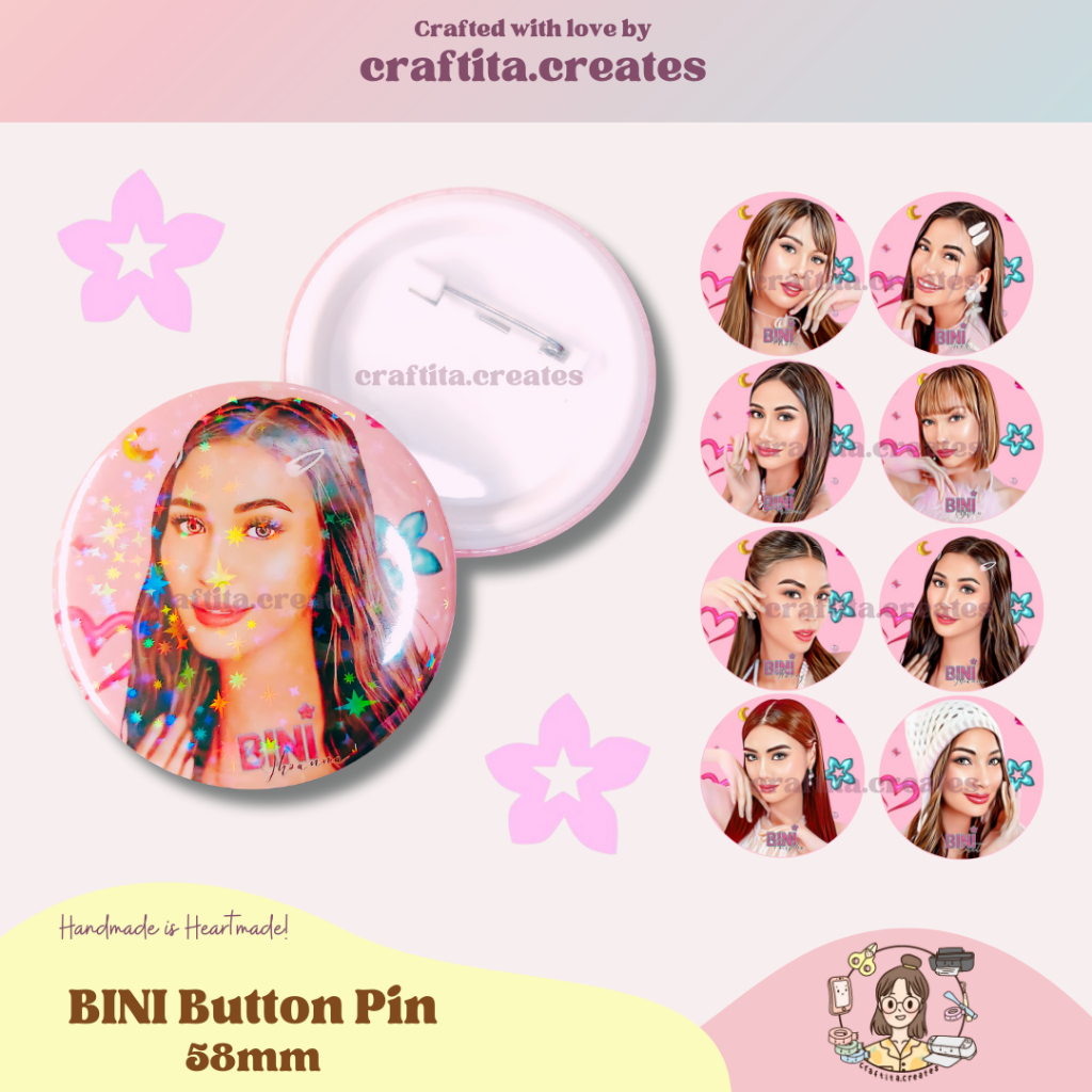 BINI Badge Pen, Pin, Mirror, Popsocket | 58mm | Shopee Philippines