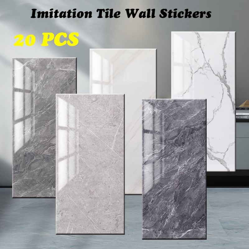 20 PCS Imitation Marble Wall Sticker Self-Adhesive Wall Sticker ...