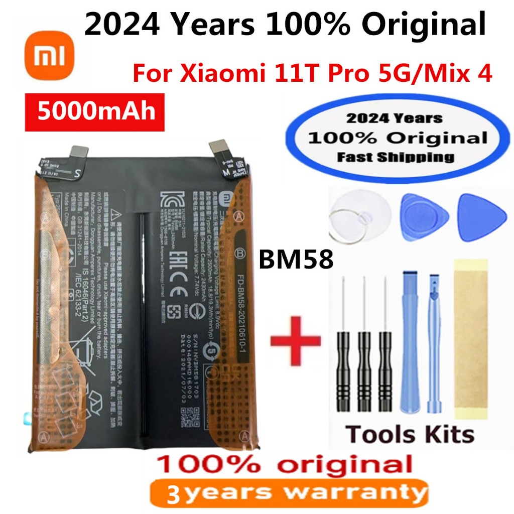 100%Original xiaomi BM58 For Xiaomi 11T Pro 5G Mix 4 Mix4 Battery replacement 5000mAh+tool ...