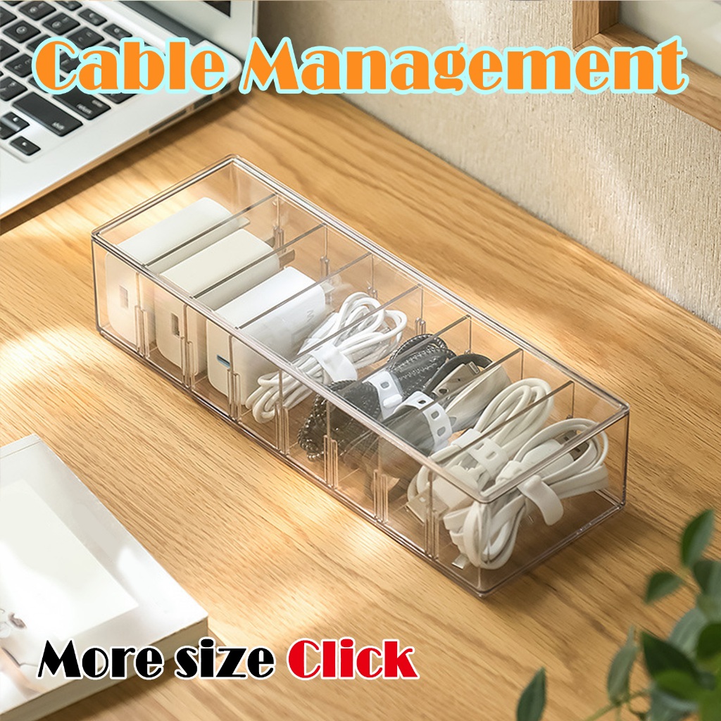 Cable Charger Organizer Desktop Data Cable Storage Compartment Storage ...