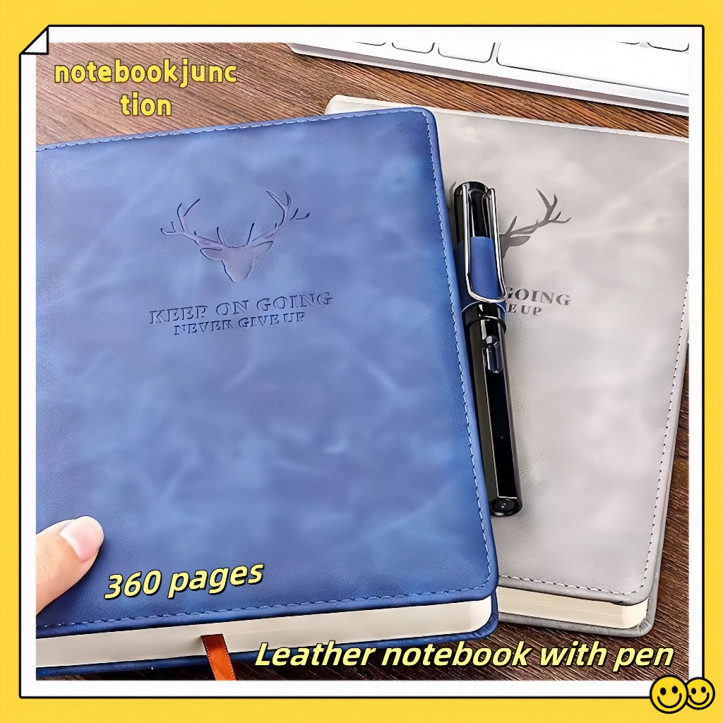 A5 COD 360 Pages Leather notebook with pen paper notepad big writing ...