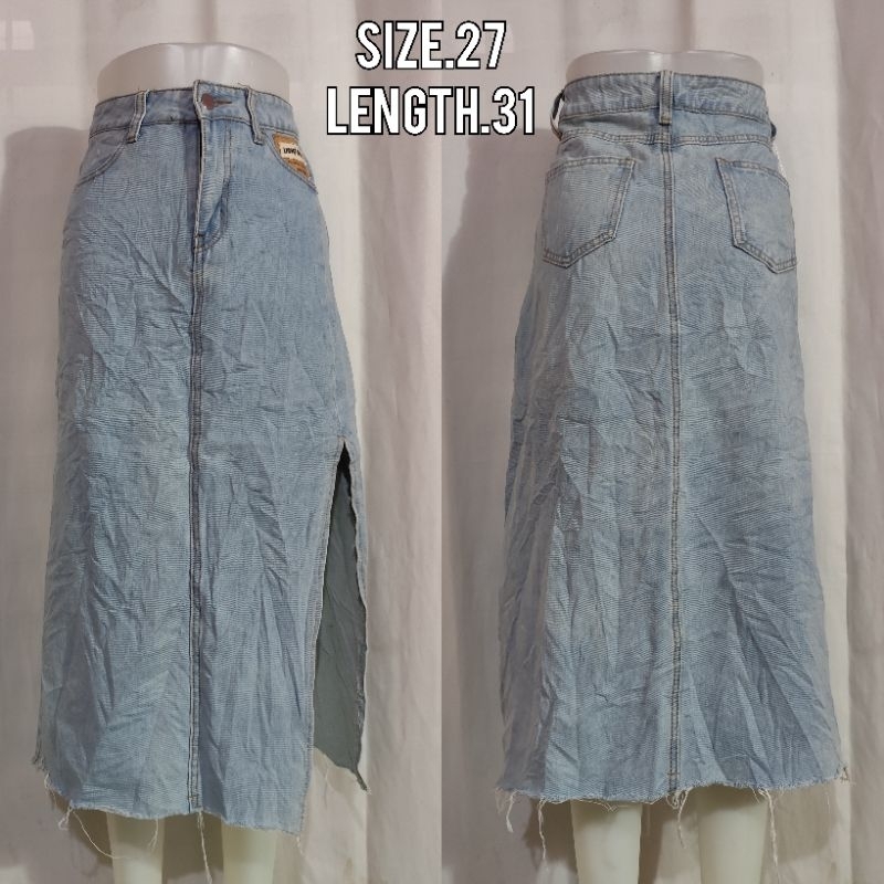 B45 PRELOVED DENIM SKIRT LONG | PALDA 3 | Shopee Philippines