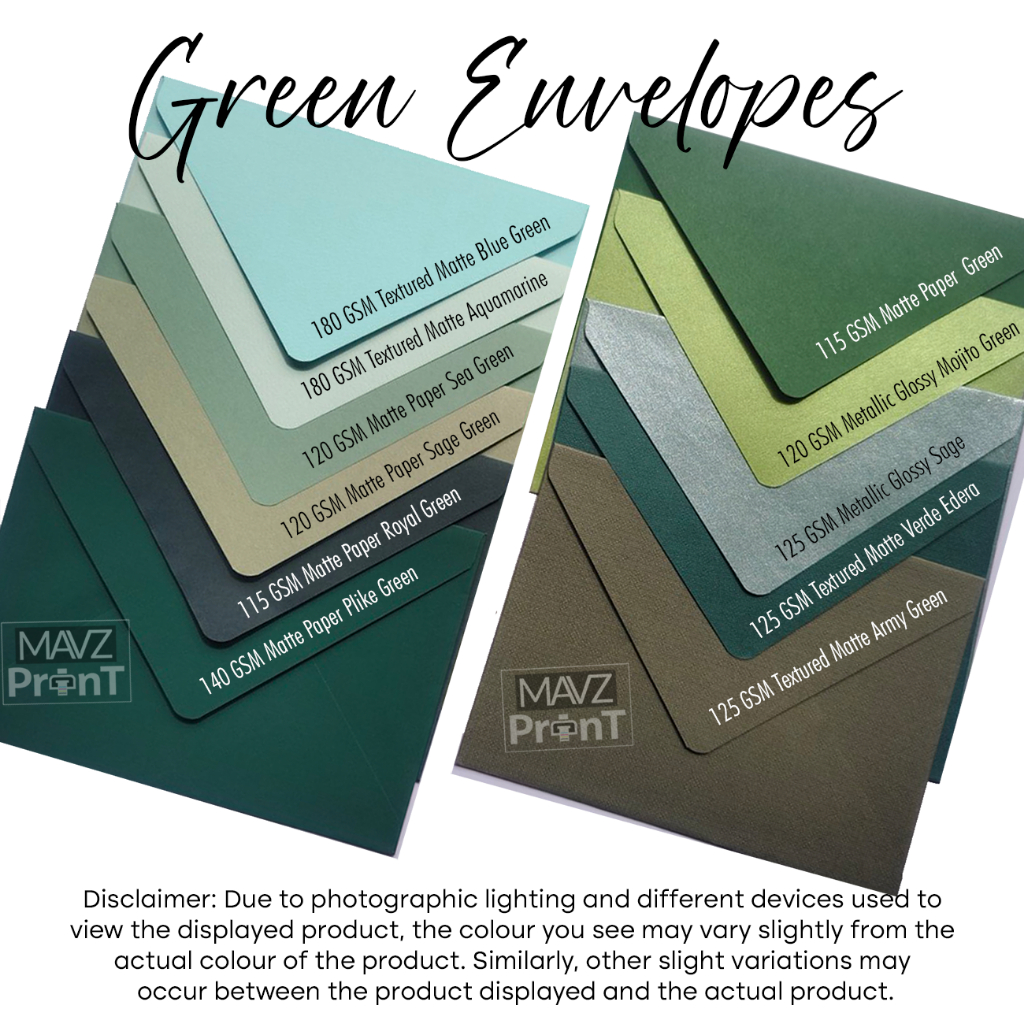 Baronial Green Envelope for Wedding Birthday Debut Baptismal Size 5R ...