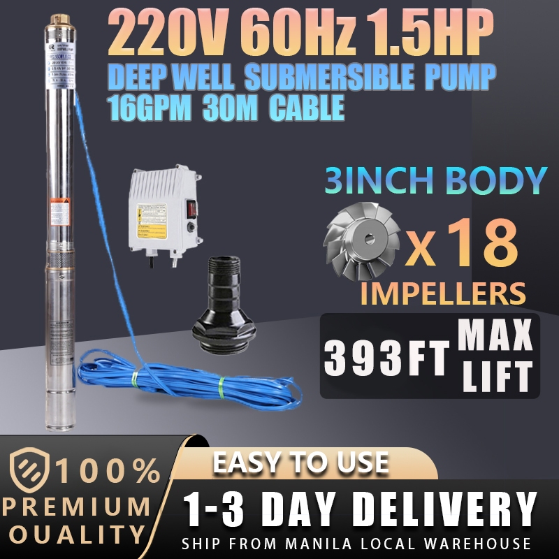 Submersible Pump 3Inch Water Pump Pure Copper Interface Submersible ...