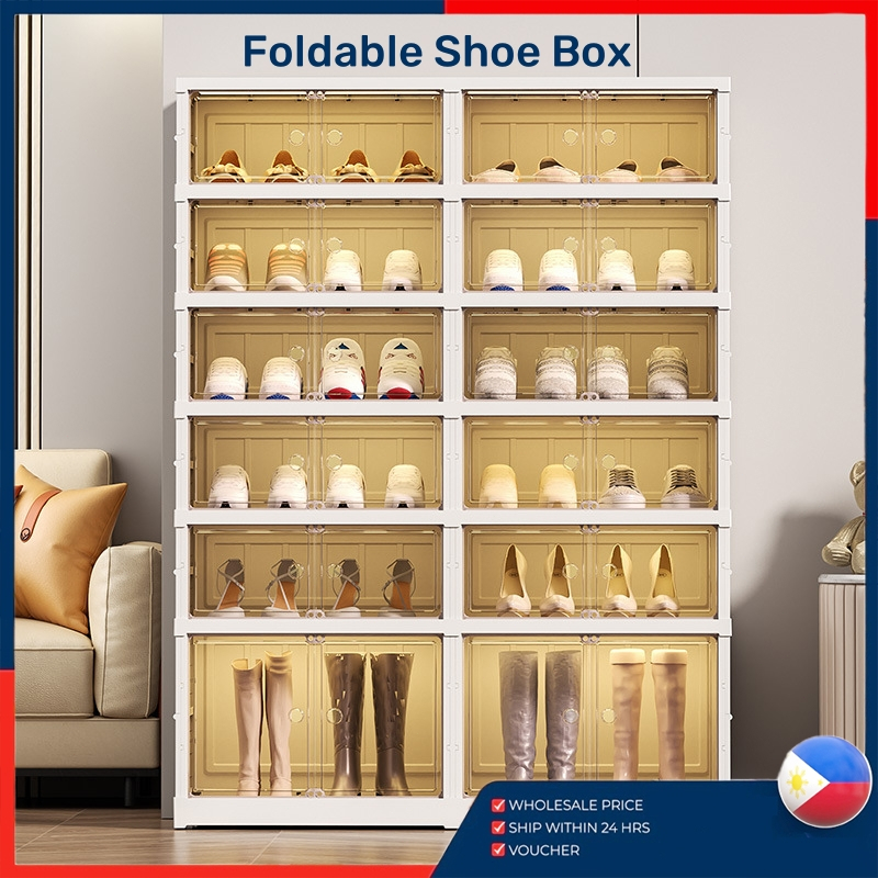 Foldable Shoe Box 3/6/9Layer Folding Cabinet Storage Shoe Rack Storage ...