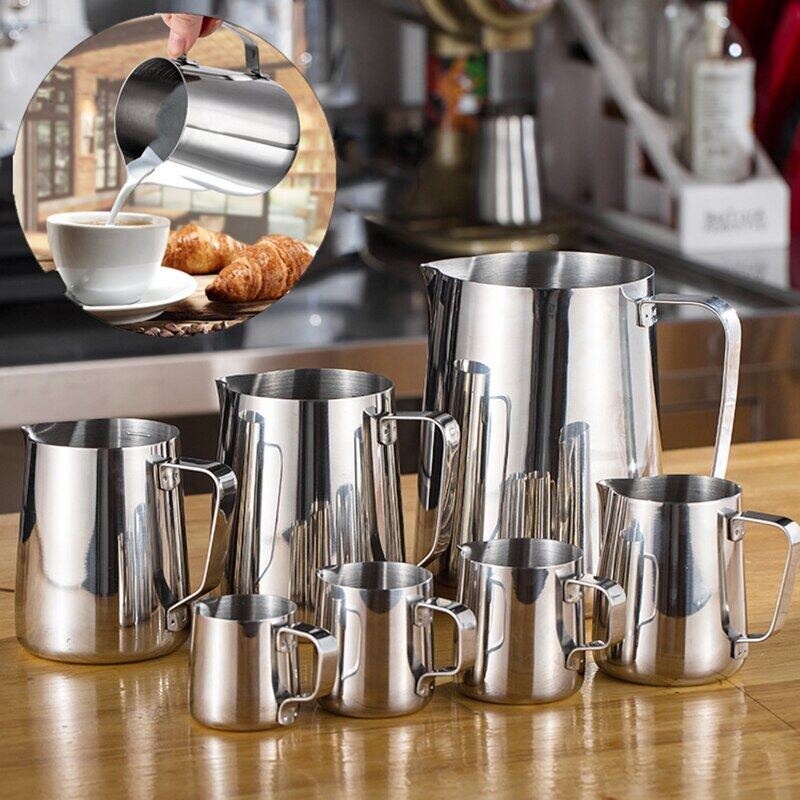 COD 350ml/600ml Stainless Steel Frothing Pitcher Pull Flower Cup Cappuccino Coffee Milk frother ...
