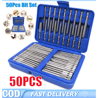 50pc 75mm Extra Long Screwdriver Bit Set Security Head Screwdriver Bits Kit Torx Star Hex Spline ...