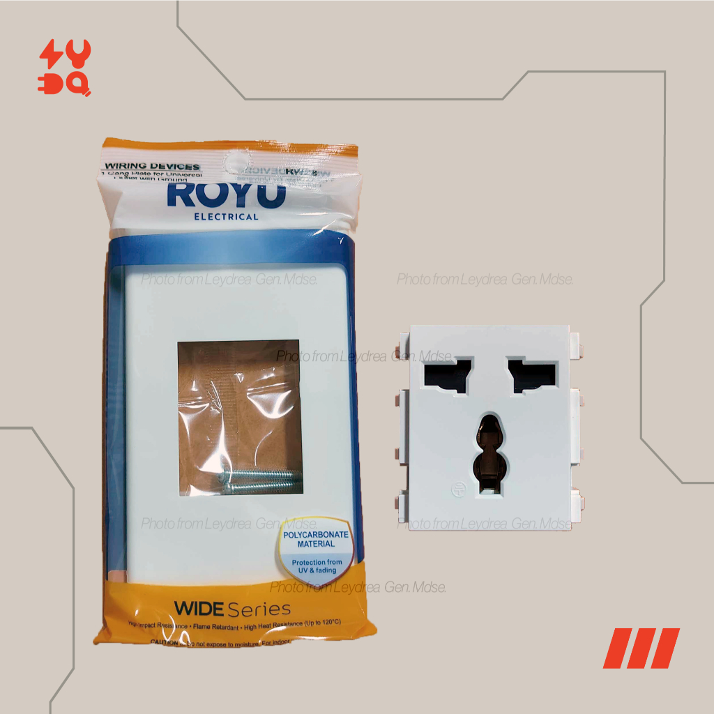[ROYU WIDE SERIES] 1 gang universal outlet with ground | Shopee Philippines