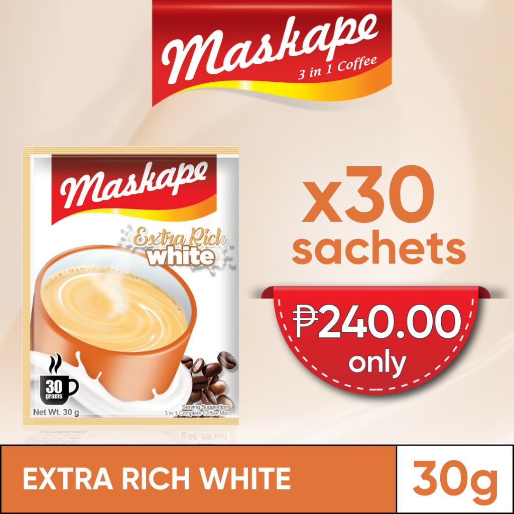 Maskape Extra Rich White 3 In 1 Coffee 30g (30 pcs) | Shopee Philippines