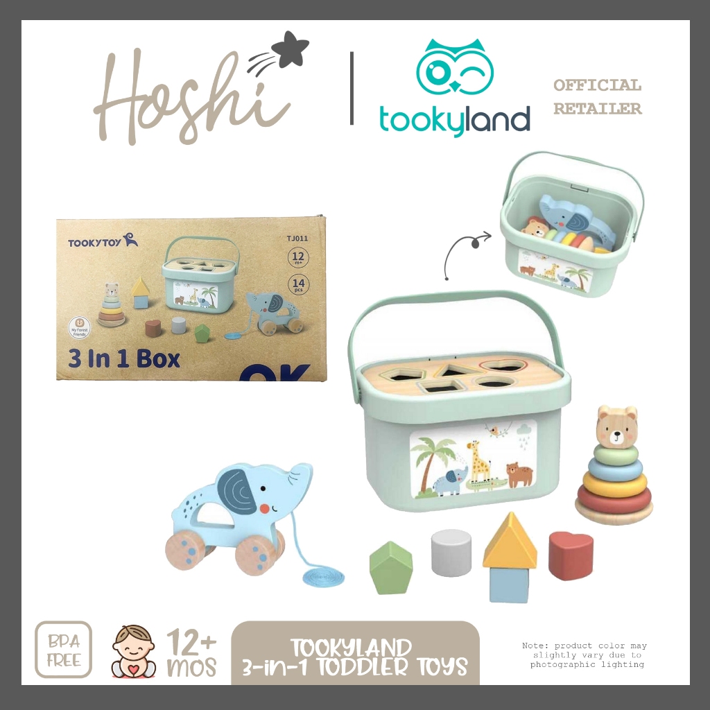 Hoshi Baby x Tookyland 3-in-1 Wooden Educational Toy Set Toddler ...
