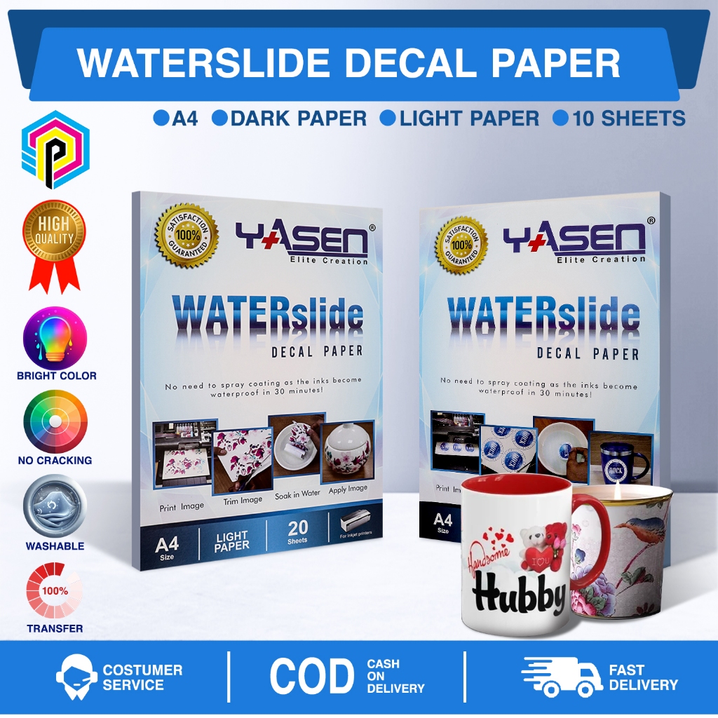 Yasen Waterslide Decal Paper for Inkjet Printer A4 Water Slide Transfer ...