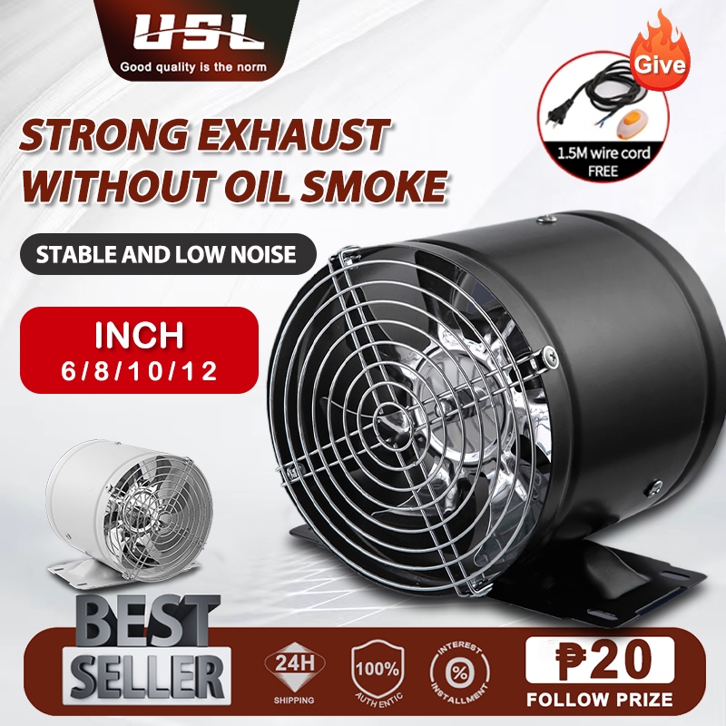 Metal Exhaust Fan 6/7/8/10/12 Inch Ventilation Fan With Bracket Silent ...
