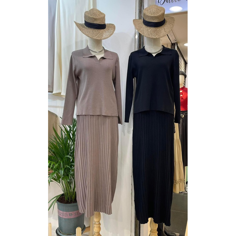 Onlyfashion Longsleeve Knitted Terno Longskirt 9506 Shopee Philippines 3149