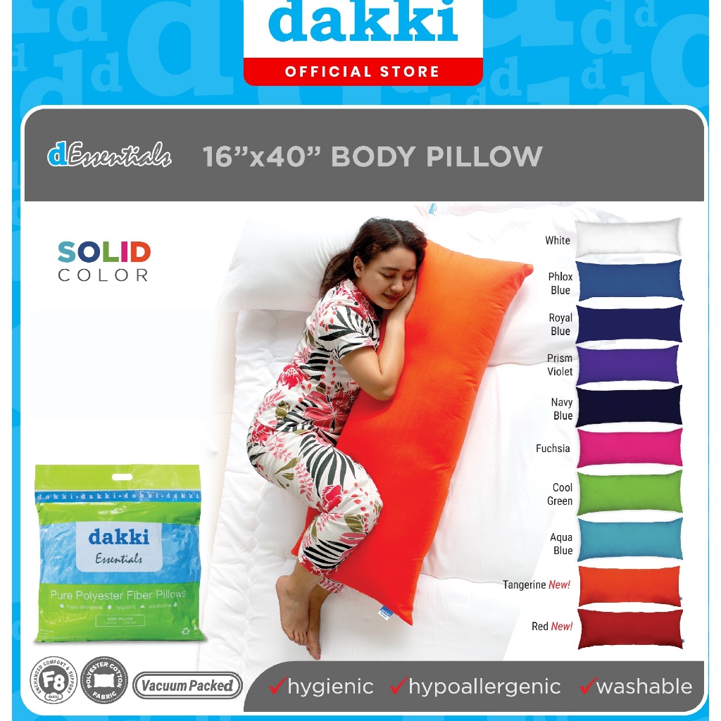【LIVE EXCLUSIVE】Dakki Essentials 16 Inch X 40 Colored Body Pillow | Shopee Philippines