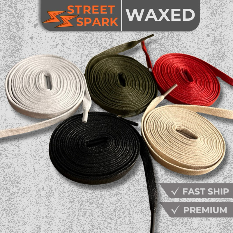 (1 pair) PREMIUM Flat WAXED / Wax Shoe laces for Sneakers (90 to 180cm ...