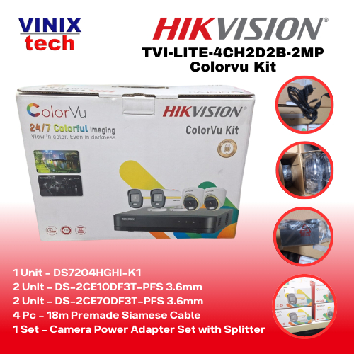 Hikvision 2MP 4 Camera Colorvu Kit TVI-LITE-4CH2D2B-2MP | Shopee Philippines