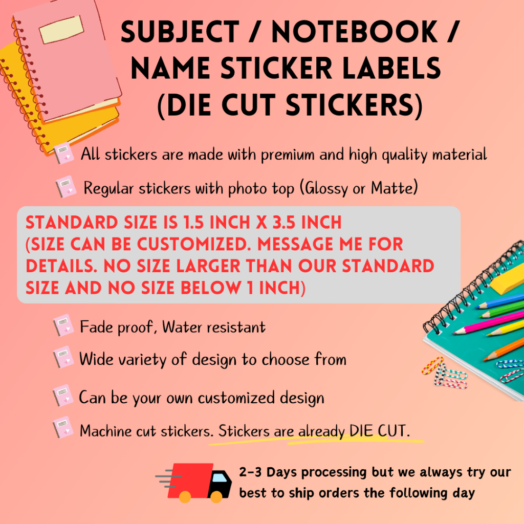 DISNEY SUBJECT NAME STICKERS LABEL FOR NOTEBOOKS BOOKS PENCIL DIE CUT ...