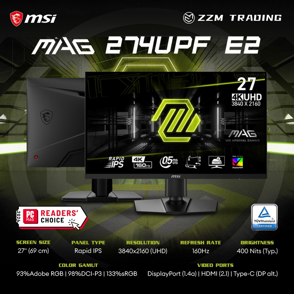 MSI MAG 274UPF E2 | MAG 274UPDF E16M | MPG 274URDFW E16M 27" UHD/FHD Gaming Monitor ZZM Trading ...