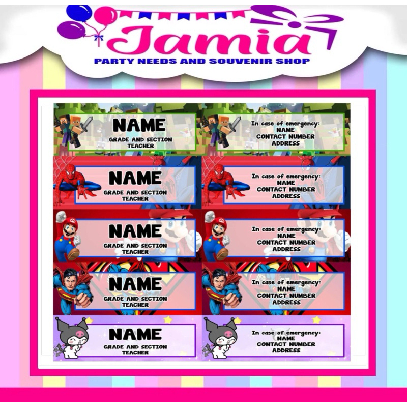 Laminated/PVC Name Tag for School Available ALL Characters | Shopee ...