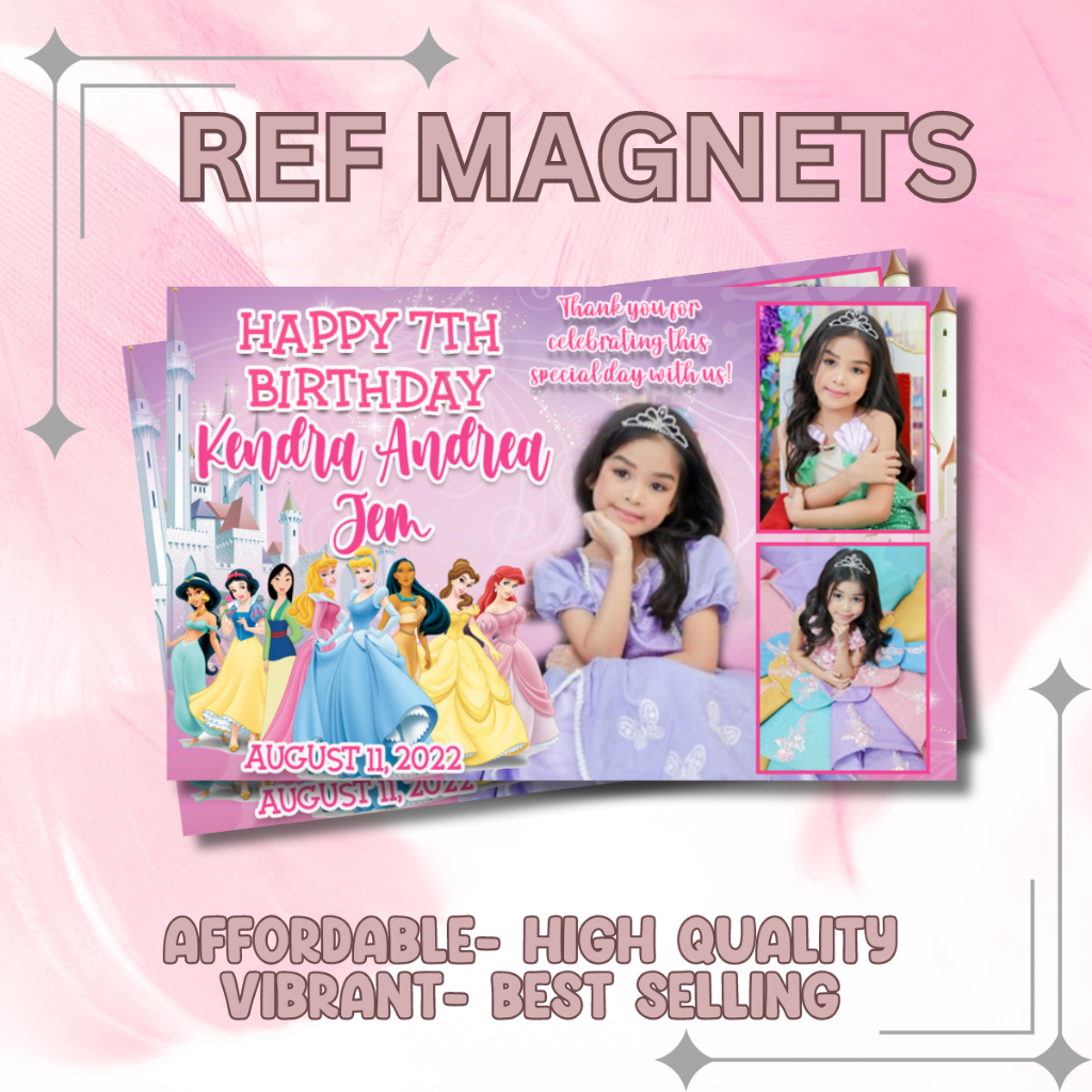 DISNEY PRINCESS THEME GLITTERY REF MAGNET MINIMUM OF 20 PCS | Shopee ...