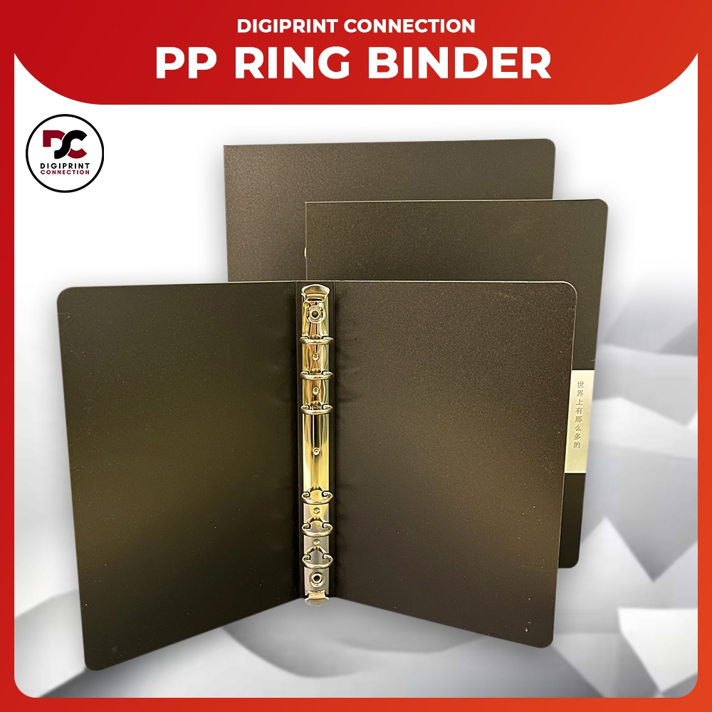 PP Black Binder B5/A5/A6 (9/6Holes) Minimalist Notebook Cover Case ...