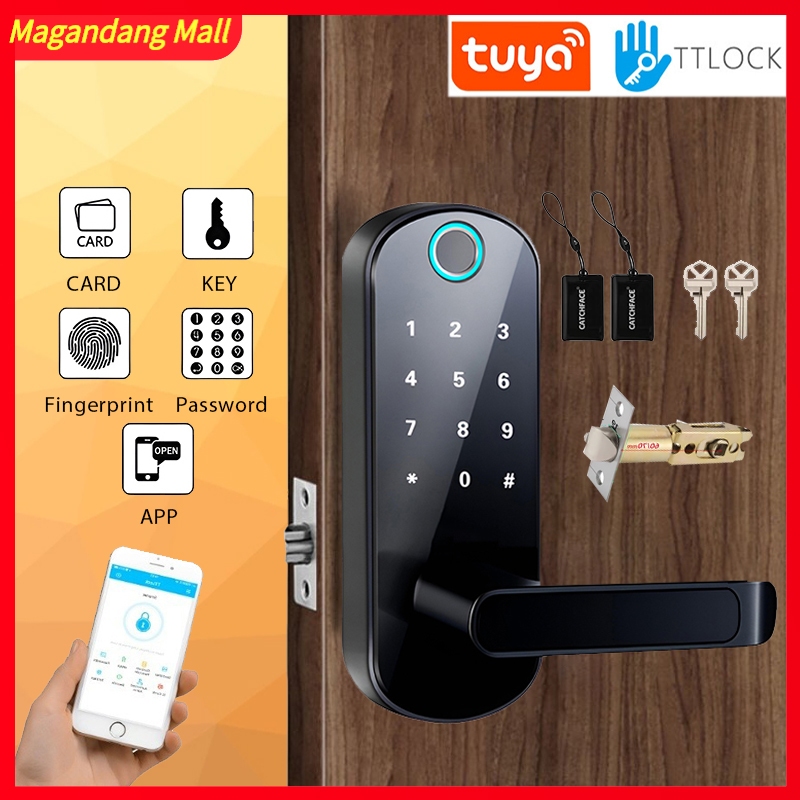 Keyless-Entry Fingerprint Digital Smart Lock Biometric Door Handle Fingerprint Card Code Key ...