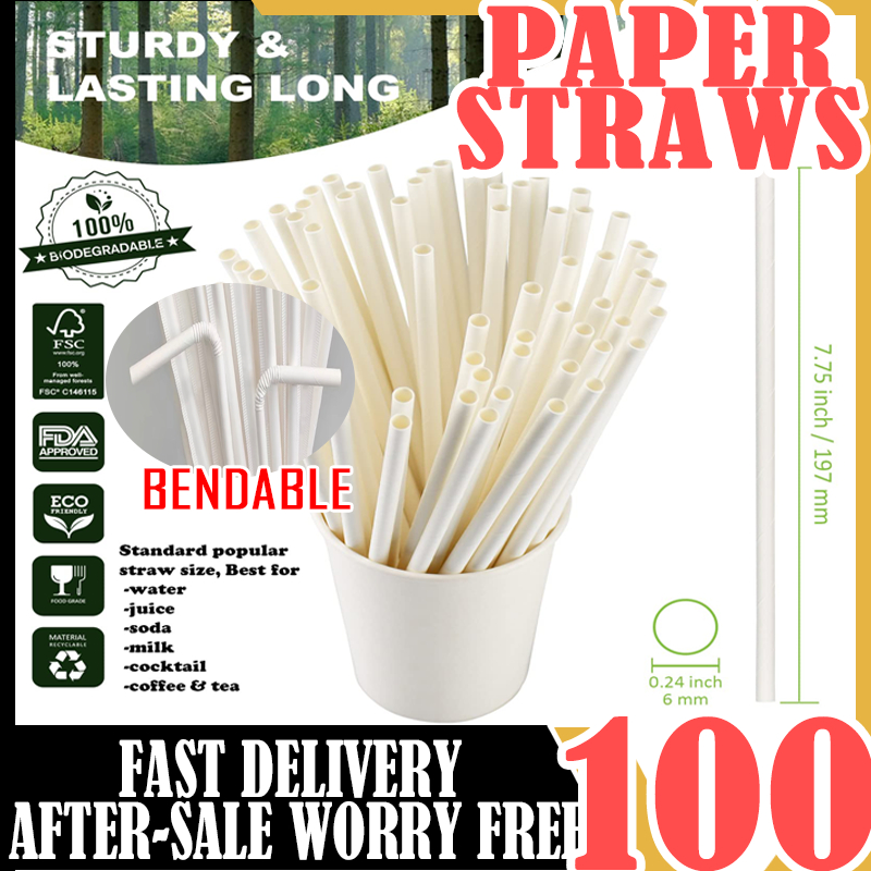 【100pcs】Sago Coffee Straws Individually Paper Juice Drinking Straw ...