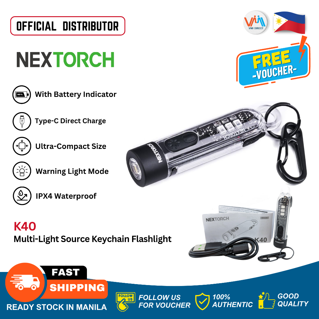 Nextorch K40 Keychain Flashlight Multi-light Source Waterproof Outdoor Lighting Rechargeable VMI ...