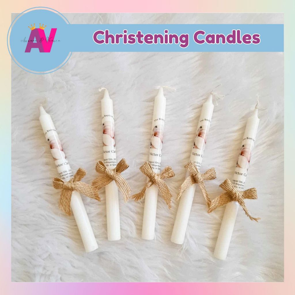 Personalized Baptism Candles with Sticker Dedication Birthday Events ...