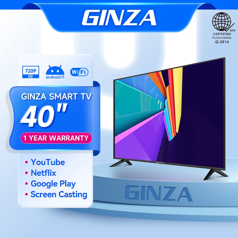 GINZA Smart TV 40 Inch Flat Screen TV 43 inch Slim HD LED TV Black ...