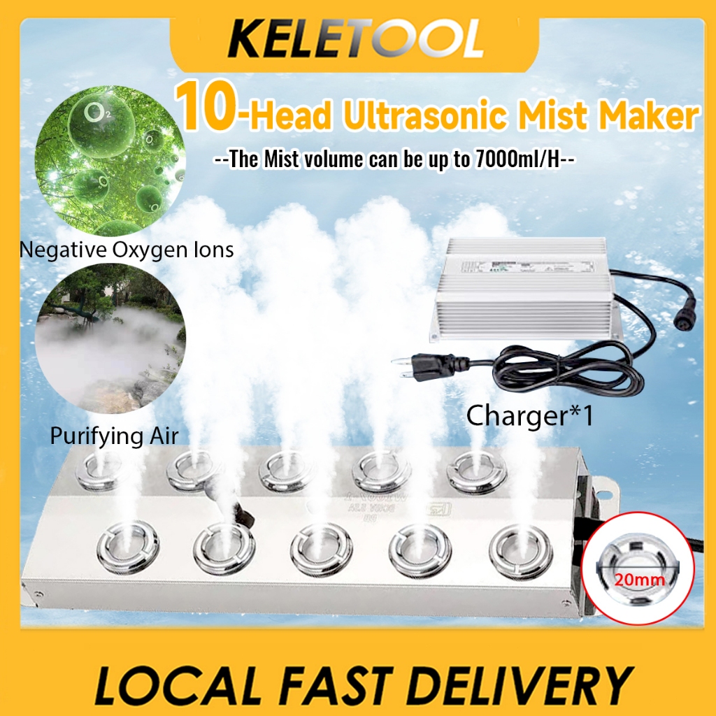 10 Head Ultrasonic Mist Maker Fogger Humidifier Industry Greenhouse ...