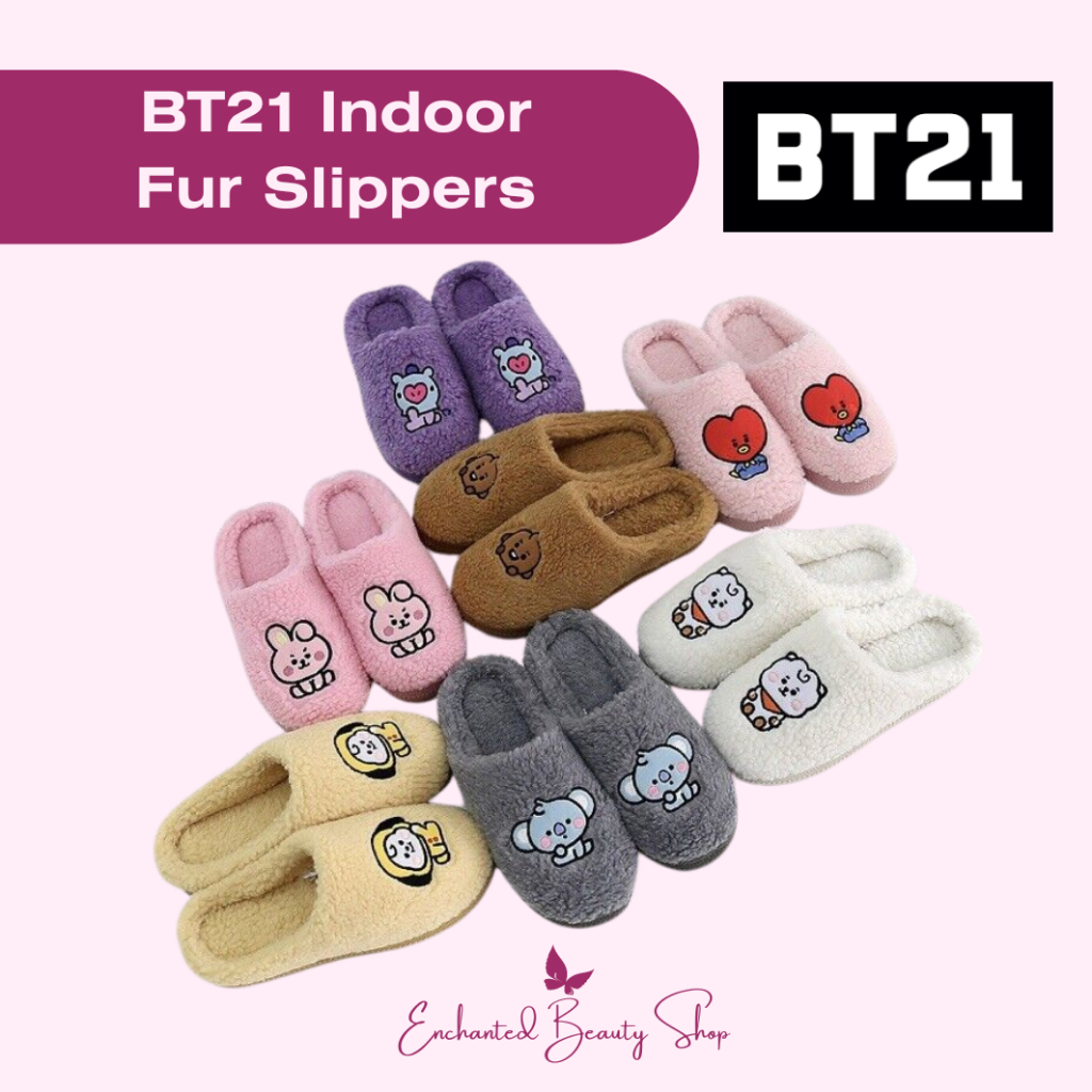 BT21 BTS Character Indoor Fur Slippers Shoes | Shopee Philippines