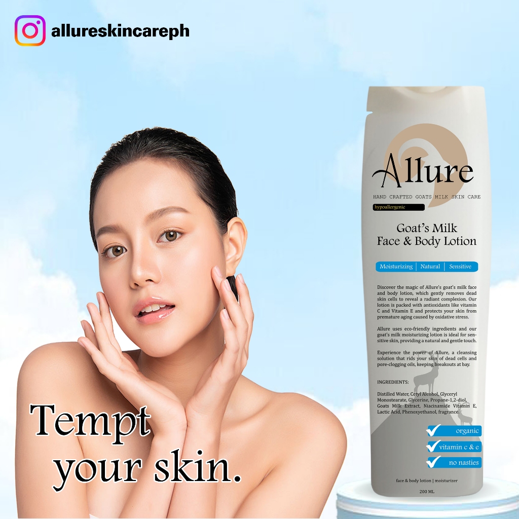 Allure Organic Goat's Milk Face and Body Lotion / Moisturizer For Dry ...