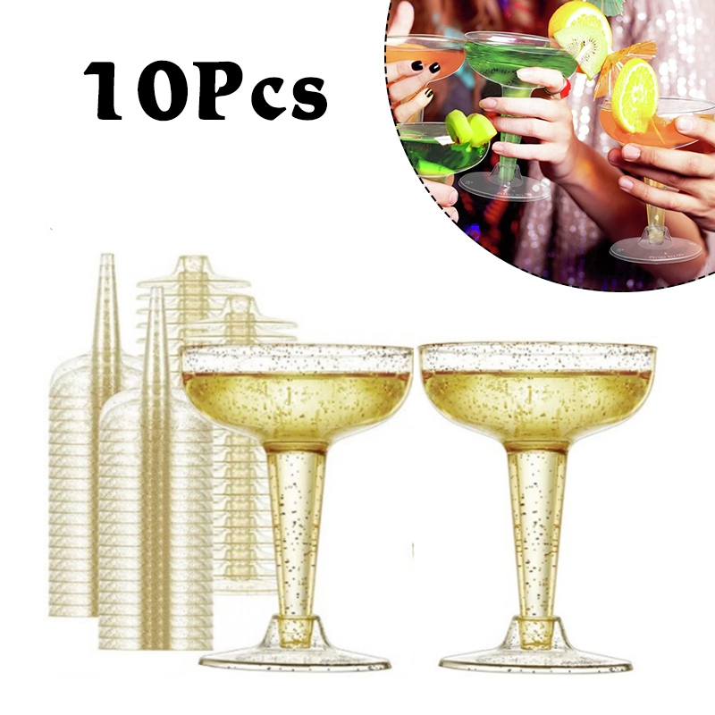 10pcs Cocktail Glasses, 130ml Plastic Party Champagne Cups Stackable ...