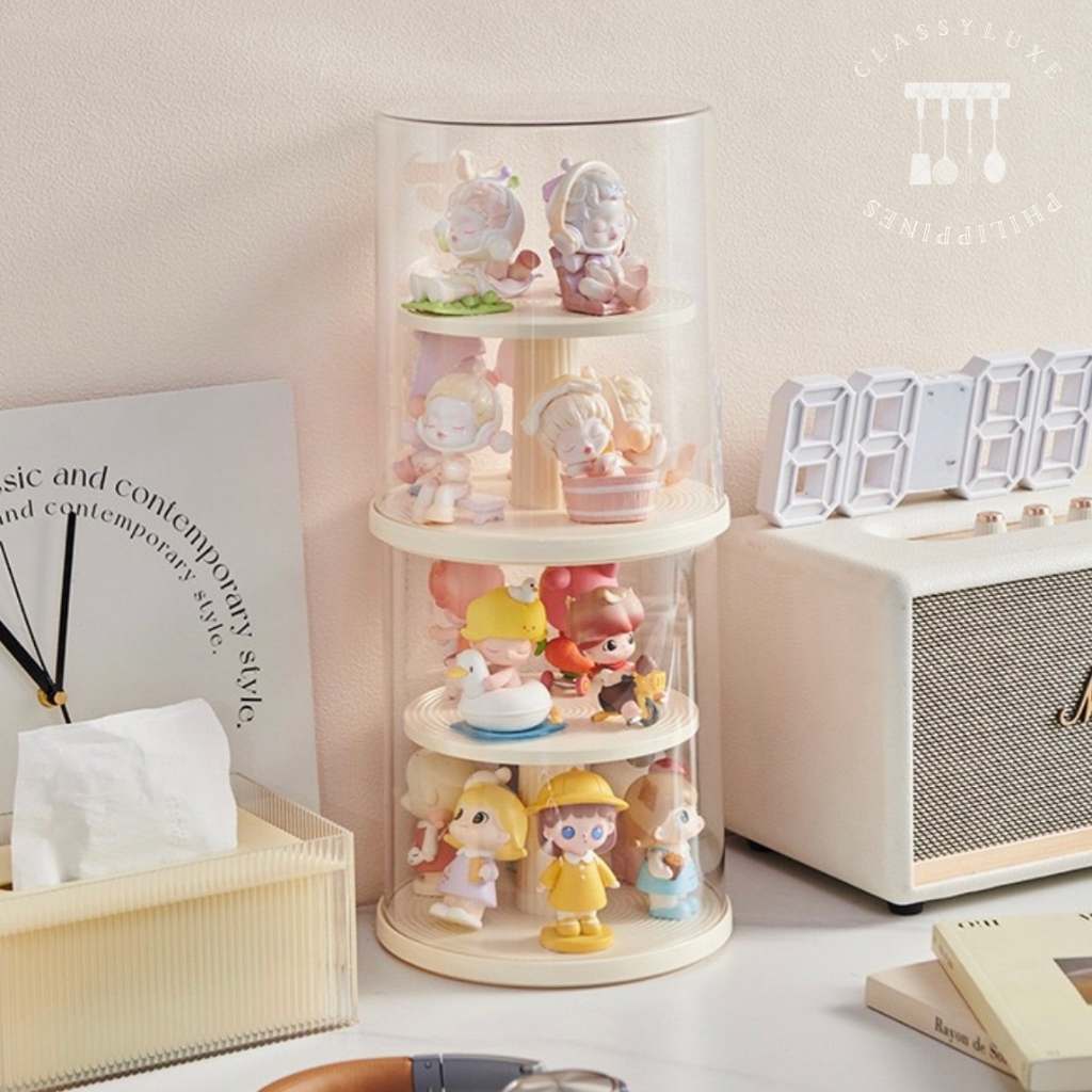 Classy Luxe Rotating Display Storage Box Blind Box Dust-proof Round ...