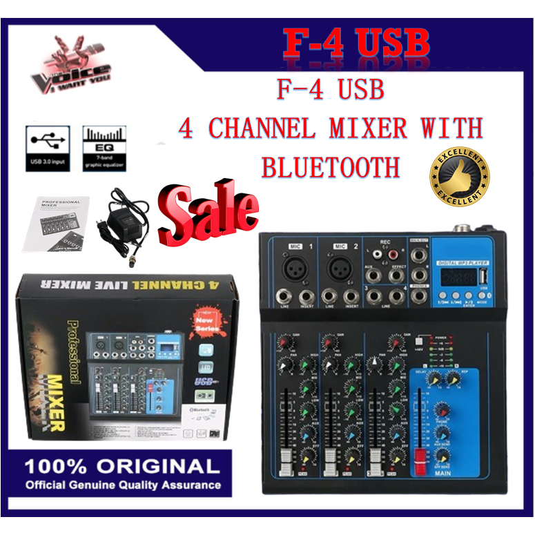 F4-USB 4 Channel Mixer W/Bluetooth | Shopee Philippines