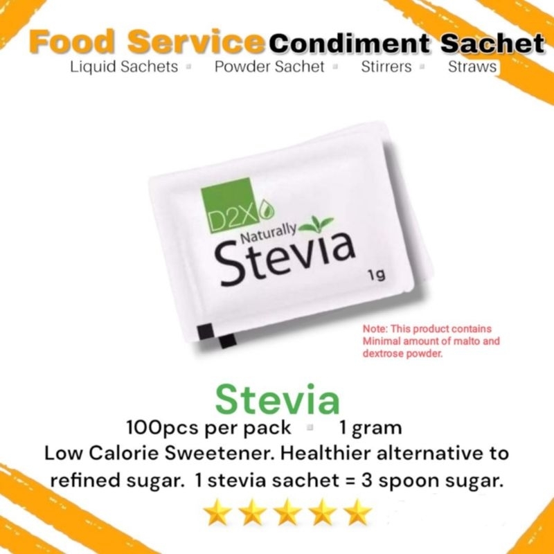 Stevia Sugar Free Sachet Low Calorie Approx.90- 95pcs 1 gram per sachet ...