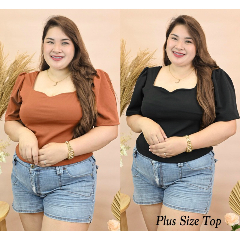 HEART TOP PLUS SIZE PLAIN (crop top) crepe fabric one size only (XL TO ...