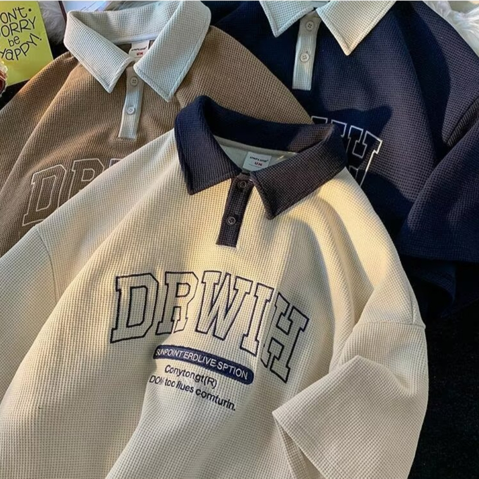 【24Hour Delivery】COD POLO shirt men Korean-style waffle short sleeve T ...