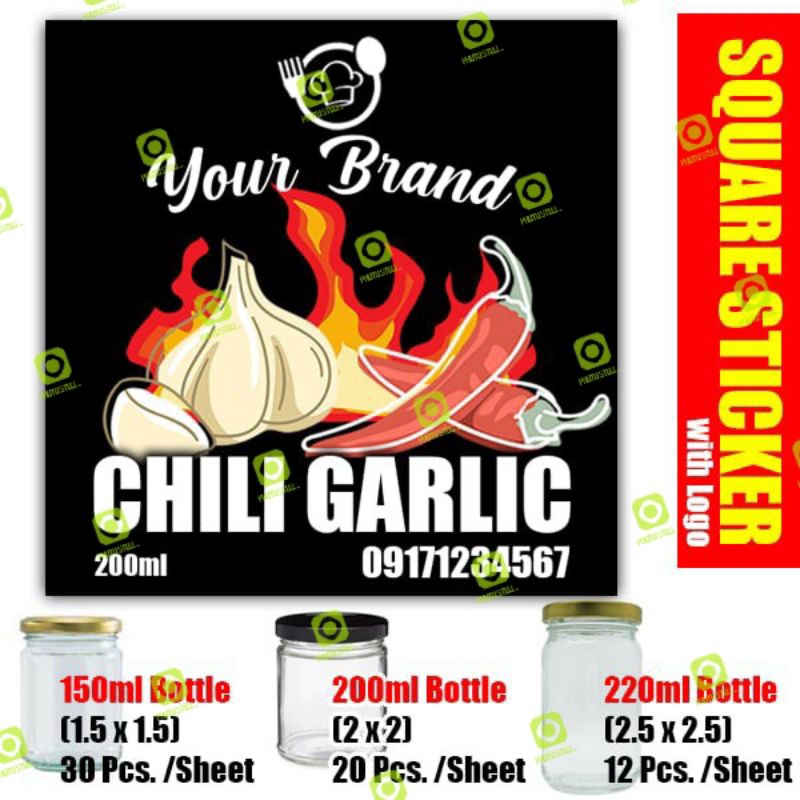 CHILI GARLIC OIL Sticker Label (CUSTOMIZABLE | Ready-Made | Glossy ...